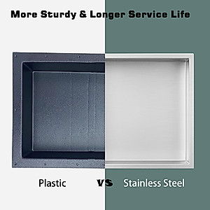 Elefloom Shower Niche, Stainless Steel Modern Bathroom Niche, No Tile Needed Recessed Shower Shelf Organizer for Storage, Stainless Steel, Silver Grey, 12"×12"