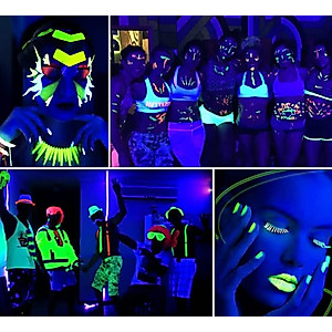 6PCS Glow in The Dark Face Paint Crayons UV Neon sign Halloween Carnival Night glow makeup Paint - Safe, Washable,