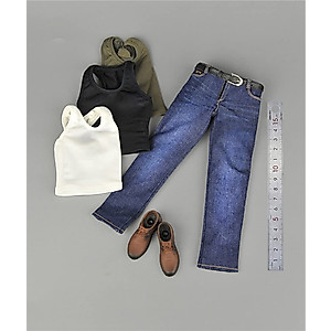 HiPlay 1/6 Scale Figure Doll Clothes, Suit, Shirt+Pants+Belt+Shoes Outfit Costume for 12 inch Male Action Figure Phicen/TBLeague M33 CM083(A:White)