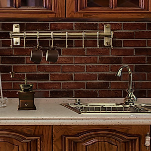 Dseap Pot Rack - Pots and Pans Hanging Rack Rail with 8 Hooks, Double Bars, Pot Hangers for Kitchen, Wall Mounted, Bronze