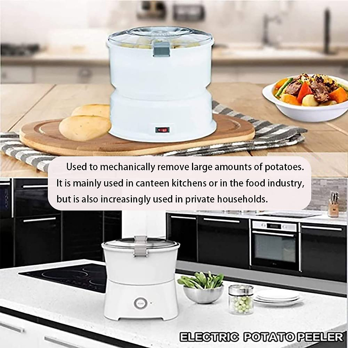 YESJrl Potato Peeler, Automatic Peeler Machine/Multifunction Electric Fruit Veg Vegetable Peeler Slicer (1KG Capacity < 180s)