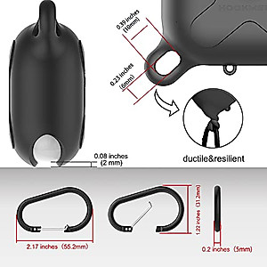 Waterproof case for Airpods Pro 2nd Generation 2022 and Airpods Pro 2019 ,Anti-Lost,Support Wireless Charging,. - Black