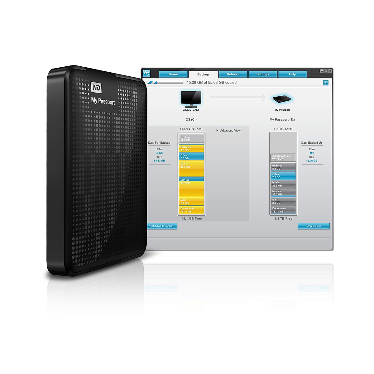 WD My Passport 2TB Portable External USB 3.0 Hard Drive Storage Black (WDBY8L0020BBK-NESN) (Renewed)