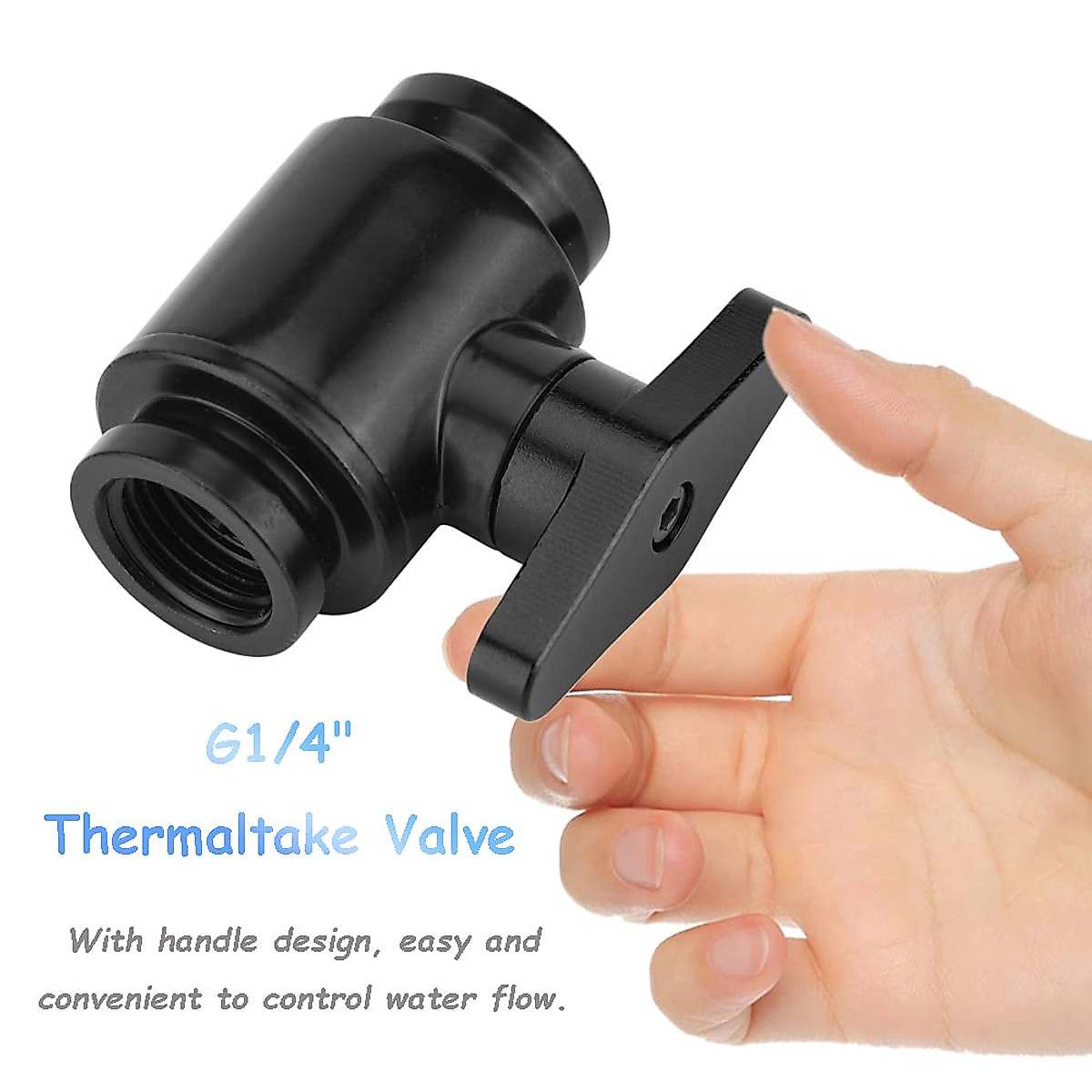 Diyeeni Water Cooling Valve, G1/4 screw thread brass Water Cooling Valve, High flow ball valve structure for Computer Water Cooling System, solid and durable(Black switch)