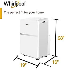 Whirlpool 8000 BTU Portable Air Conditioner For Rooms up to 350 Sq.Ft. with Remote, Digital Display, 24H Timer, and Auto Restart