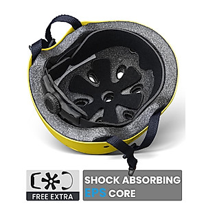 OutdoorMaster Youth & Kids Bike Helmet - Adjustable Multi-Sports Skateboard Helmet with Removable Liners for Balance Bike, Toddler Scooter, One Wheel Hoverboard - Yellow - M