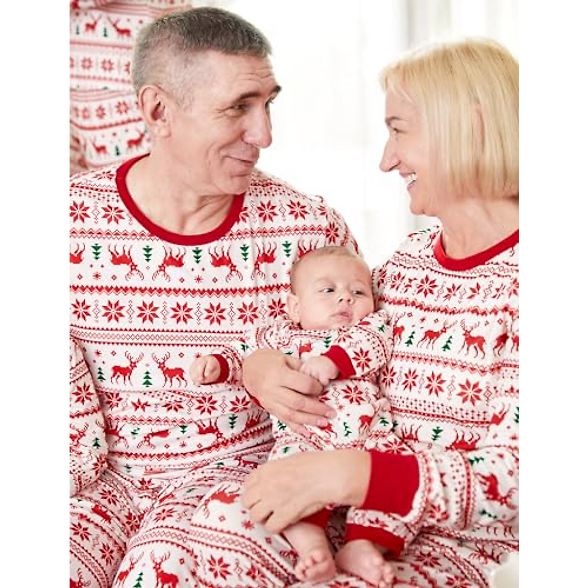 PATPAT Family Christmas Pajamas Matching Sets Reindeer and Snowflake Patterned Sleepwear Xmas Holiday PJS Set Women X Large