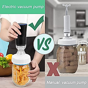 Mason Jar Electric Vacuum Sealer, Portable Food Vacuum Sealer Kit, Attachment Hose Compatible Vacuum Sealer Jars, for Regular Mouth and Wide Mouth Mason Jars with Electric Vacuum Pump and Lid opener