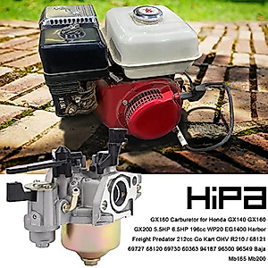 Hipa GX160 Carburetor for HONDA GX140 GX160 GX200 5.5HP 6.5HP 196cc WP20 EG1400 Harbor Freight Predator 212cc Go Kart OHV R210 / 68121 69727 68120 69730 60363 94187 96500 96549 Baja Mb165 Mb200