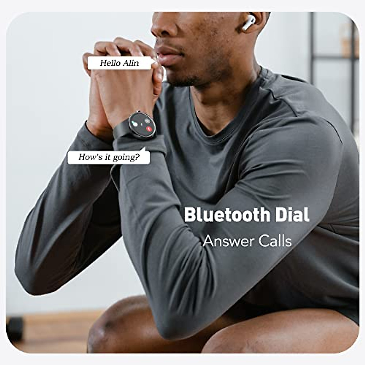 Parsonver Smart Watch Answer Make Call, AMOLED Always-on Display Smartwatch for Android and iOS Phones with Bluetooth Call/Dial, Fitness Activity Tracking, Sleep Monitor, Pedometer, Black, AIROR1