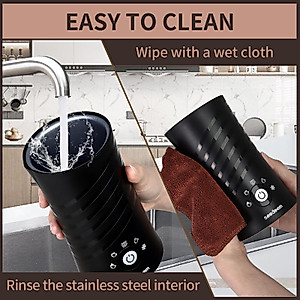 SEEDEEM Milk Frother, 5 in 1 Electric Milk Frother and steamer, Automatic Hot And Cold Foam Maker with 2 Whisks for Coffee, Latte, Cappuccino, Hot Chocolate, Black