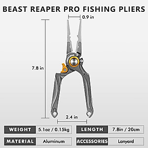TRUSCEND Lockable Handy Fishing Pliers with Innovative Ergonomical Handle, Corrosion Saltwater Resistant Teflon Coated Fishing Tool, Multi-Function Fishing Gear with Mo-V Cutter, Amazing Fishing Gifts