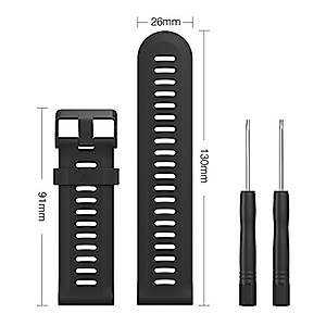 MoKo Band Compatible with Garmin Fenix 3/Fenix 5X, Soft Silicone Replacement Watch Band fit Garmin Fenix 3/Fenix 3 HR/Fenix 5X/5X Plus/D2 Delta PX/Descent Mk1 Smart Watch - Black