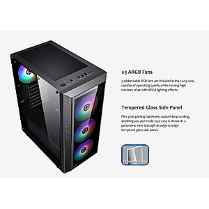 Raidmax ATX Desktop Computer Gaming PC Case Mid Tower PC Case with addressable RGB x3 ARGB Fans ATX PC Case USB 3.0 Tempered Glass PC Case Mesh Window Computer Case with 3 ARGB LED Black PC Case -i403