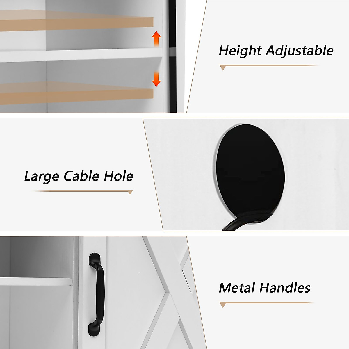 4 EVER WINNER White TV Stand for 65 Inch TV, 58" Farmhouse Entertainment Center with Sliding Barn Doors for Televisions up to 65+ Inch, TV Stand 65 Inch with Adjustable Shelf for Living Room