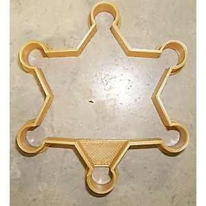 SHERIFF BADGE 6 POINT STAR WILD WEST THEME OUTLINE COOKIE CUTTER MADE IN USA PR892