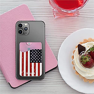 USA Merchant - Cellessentials Redesigned Card Holder - Silicone Stick on Cell Phone Wallet with Pocket for Credit Card ID Business Card - iPhone Android & Smartphones (American Flag/Thin Blue Line)