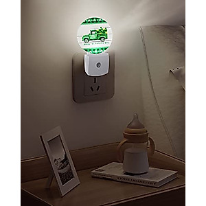 Night Light Plug into Wall, LED Nightlights St. Patrick's Day Green Truck Lucky Shamrocks Wood Grain Small Nightlight Auto Dusk-to-Dawn Sensor Lamp LED Night Lights for Kid's Bedroom, Bathroom