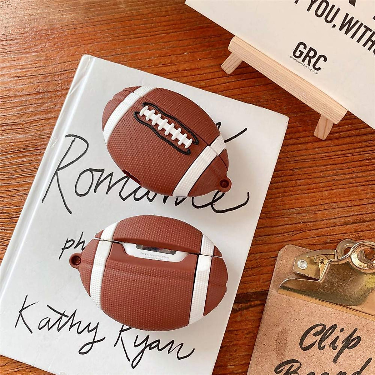 Airpod Case for Apple Airpods 1&2, 3D Funny Cartoon Sports Series Soft Silicone Cover, Fashion and Cool Keychain Design Skin AirPods Case, Fashionable Beautiful Sporty (Football)