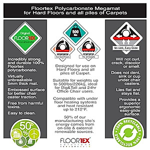 Floortex Cleartex Megamat Heavy-Duty Polycarbonate Mat for Hard Floor/All Carpet, 46 X 53, Clear