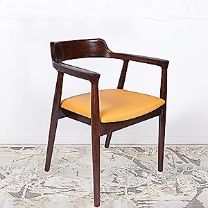 Koreyosh Mid Century Dining Chairs Solid Birch Wood Kitchen Walnut Dining Chair with Fireproof Cotton Seat & Curved Backrest Chair Side Modern