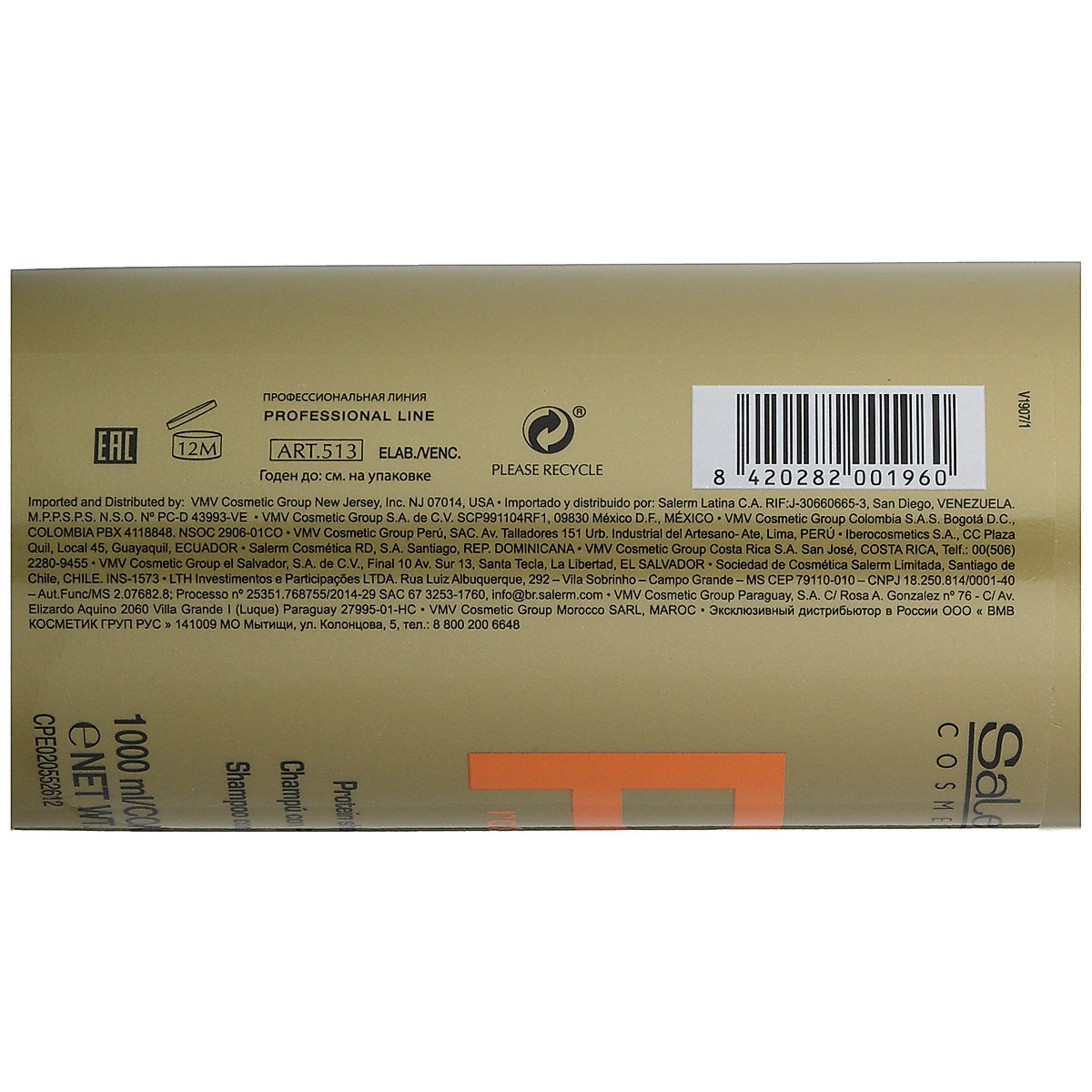 Salerm Cosmetics Protein Shampoo, 36 Ounce/1000 ml