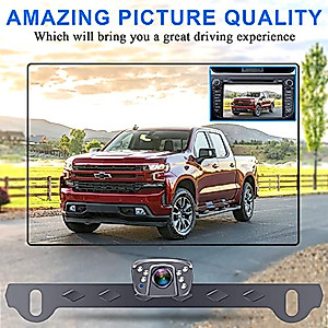 Backup Camera Car Waterproof HD Truck Rear View Reverse Cam Metal Durability Universal License Plate Cameras for Cars LED Light Color Night Vision AMTIFO H19