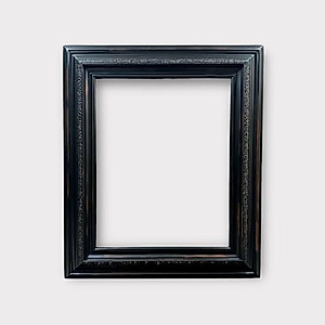 8 x 10 Traditional wood picture frame, handmade, custom made, handpainted, Distressed Black (8 X 10 W/PLEXIGLASS AND BACKING)