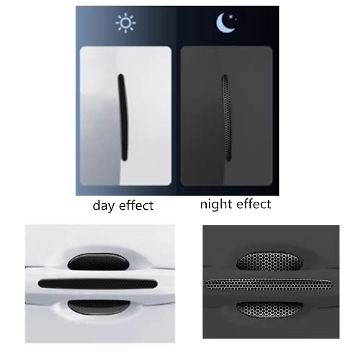 HUARXUNEG 8pcs Car Door Handle Scratched Protective Film Side Stick Scratched Door Protector Film Car Door Handle Reflective Strip Sticker Suitable for Most Car Models Black Honeycomb Pattern