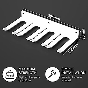 Power Tool Metal Storage Rack, Electric Drill Rack Holds 4 Drills and 6 Accessories, Hanging Wall Mounted Organizer for Garage, Home, Workshop, Shed