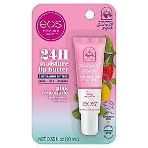 eos Sunset Sips Lip Butter Tube- Pink Lemonade, 24-Hour Moisture, Overnight Lip Mask, Lip Care Products, 0.35 fl oz