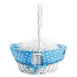 Lillian Vernon Kids Personalized Wicker Easter Basket - Removable Blue Liner With Embroidered Name, For Young Girls & Boys, Baby’s First Egg Hunt, Cute Custom Spring Gifts, 11” x 14”