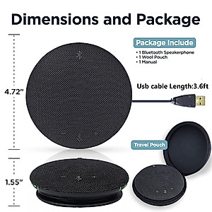 INNOTRIK Bluetooth Conference Speaker with Microphone | 360-Degree Voice Pickup & Noise Canceling Conference Room Omnidirectional Microphone | USB Conference Microphone Bluetooth Speakerphone