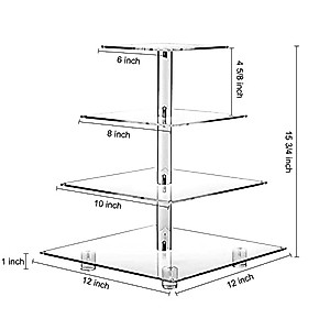 OLACHIKKO Cupcake Stand, 4-Tier Square Cupcake Holder with LED Light String, Acrylic Cupcake Tower Display-Dessert Tower-Pastry Stand-Cupcake Tier Stand for Wedding, Birthday Party (Colorful Light)