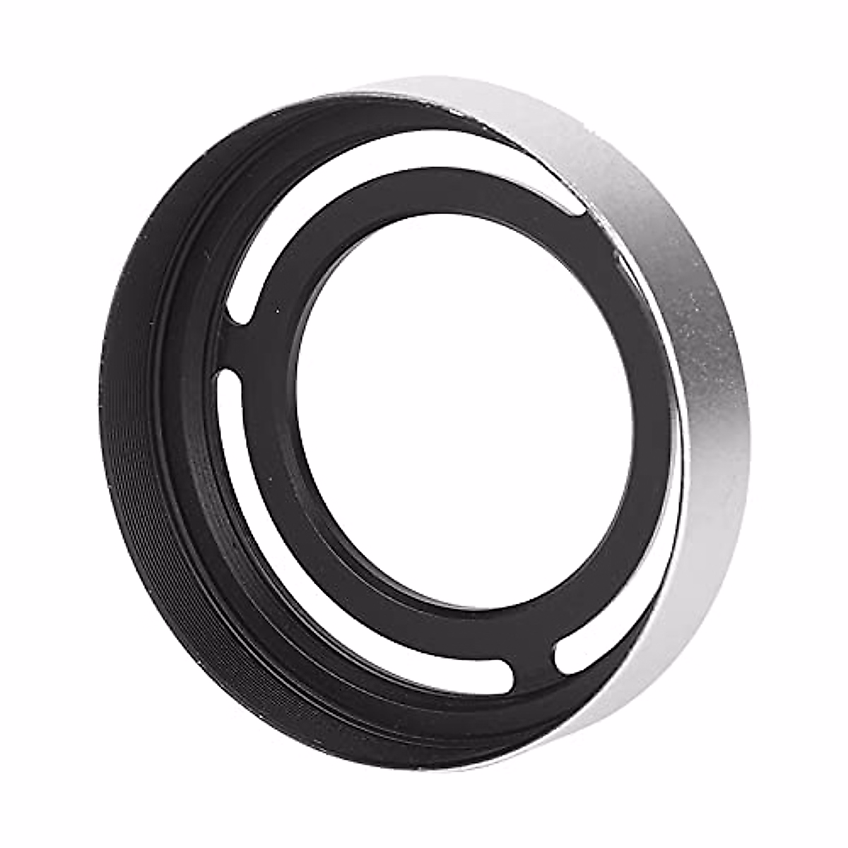 GOSHYDA Camera Lens Hood,Beautiful Appearance Hollow, Metal Compact Detachable, 52mm, with Centre Pinch Lens Cap, for Fuji X10/X20/X30(Silver)