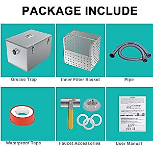 8 lbs Commercial Grease Trap for Home Restaurants Under Sink, Stainless Steel Interceptor