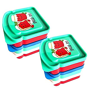 Pack of 6 Food Storage Sandwich Containers, 2 cups / 16 oz / 490 ml - 3 Different Designs. Great for Meal Prep. Kids or Adult Lunch Box - BPA Free and Reusable