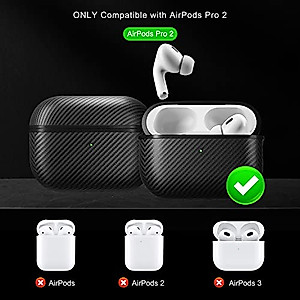 memumi Aramid Fiber Case for Airpods Pro 2 2022, Sturdy Durable Aramid with Hybrid TPU Soft Material Shockproof Protective Cover for Airpods Pro 2nd Generation Carbon Fiber Case 600D Black