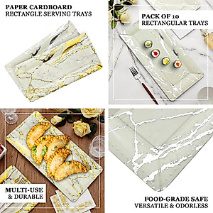 Efavormart 10 Pack | 16"x 8" Black Paper Cardboard Serving Trays with Gold Foil Design - 1100 GSM for Wedding, Birthday, Parties, Receptions, Banquets, Baby Showers, Catered Events