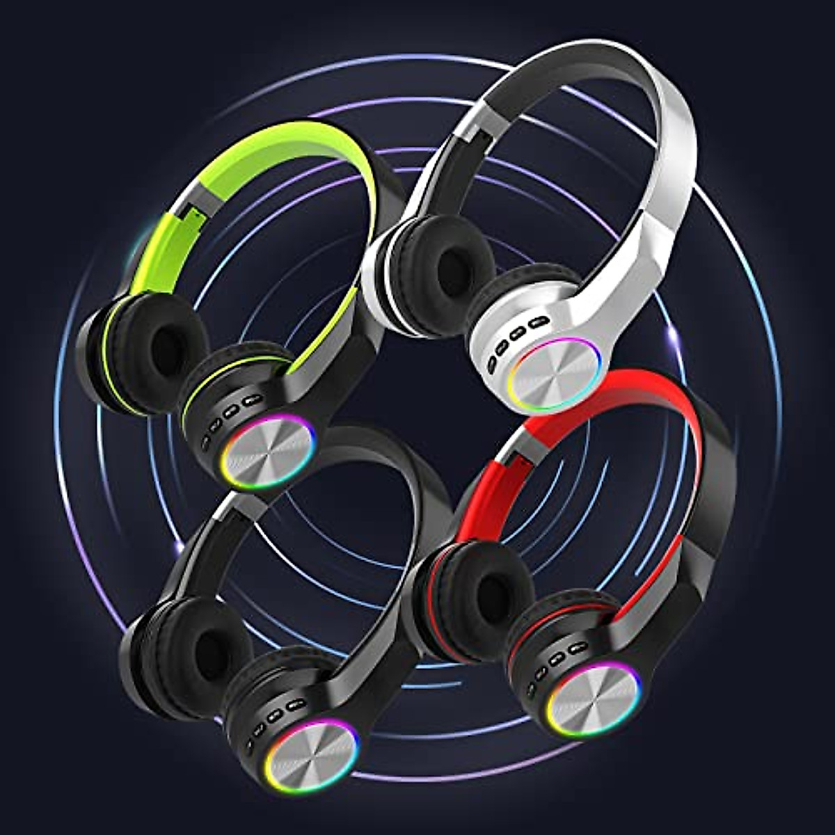 Wireless Headphones Foldable Gaming Headset Bluetooth Earphones Over Ear Headphones Wireless Headset with Deep Bass Built-in Mic Wired Mode On-Ear Gym Headphones (Black)