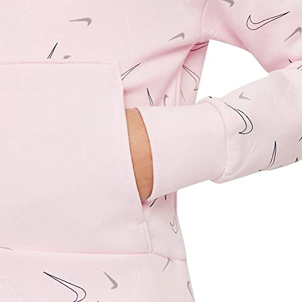 Nike Girl's NSW Fleece Print Hoodie (Little Kids/Big Kids) Pink Foam/White SM (8 Big Kid)