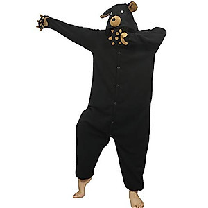 dressfan Animal Onesie Bear Onesie Cosplay Costume with Paw glove black white (S(59"-63"), Black)