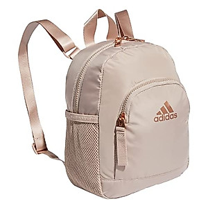 adidas Linear Mini Backpack Small Travel Bag, Wonder Taupe Beige/Rose Gold, One Size