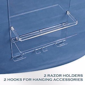 Nynelly Over The Door Shower Caddy, Acrylic Shower Caddy Shelf with Hooks, No Drilling Hanging Shower Organizer for Bathroom Storage, Body Wash Shampoo Holder