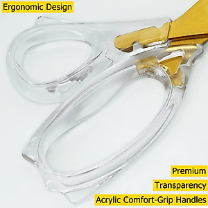 Premium Gold Scissors Set,Sewing Fabric Scissors Heavy Duty Titanium Scissors all Purpose,Acrylic Comfort-Grip Handles Craft Scissors for Office Home School Crafting Scissors 2 Pack 8.5 inch