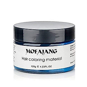 Acosexy Temporary Blue Hair Wax, 4.23oz Instant Hairstyle Mud Cream, Natural Hair Coloring Wax Material Disposable Hair Styling Dye Ash (Blue, Dye Free) for Cosplay, Party, Masquerade, Halloween etc.
