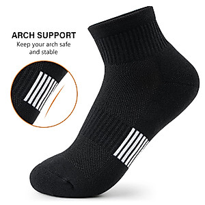 Gonii Ankle Socks Womens Athletic Thick Cushioned Running Hiking Crew Socks 5-Pairs (Black)