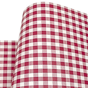 Yifely Red Holiday Gingham Drawer Paper Self-Adhesive Shelf Liner Makeup Cabinet Decor 17.7 Inch by 9.8 Feet