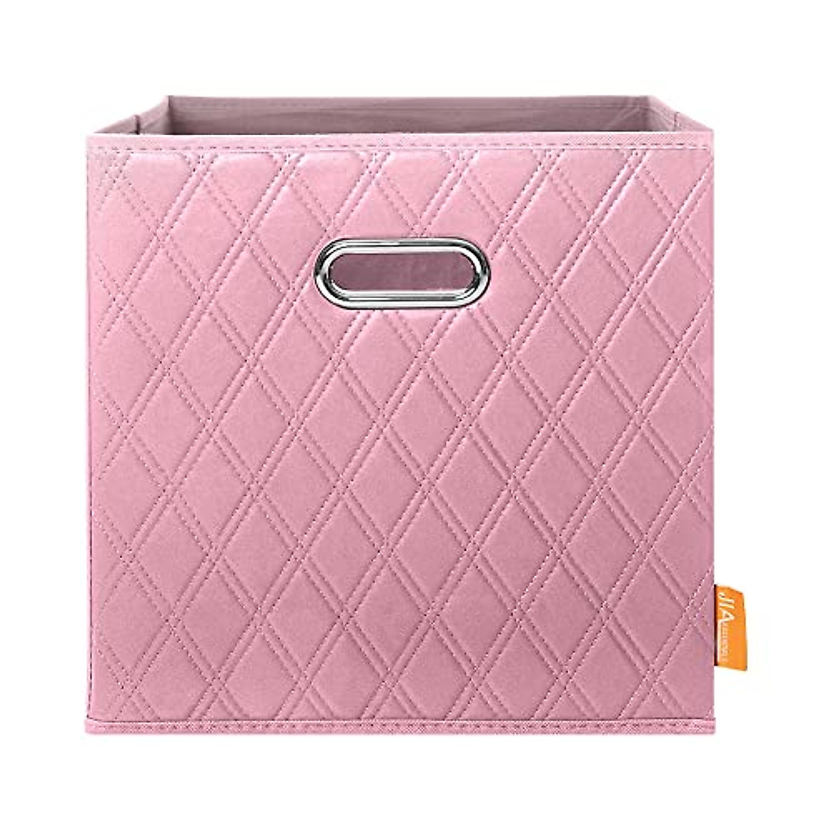 JIAessentials Beige Foldable Storage Baskets Cube Bins Storage Organizers With Handles For Living Room , Bedroom, Office Storage, Closet, And Shelves 13 Inch Set Of 2