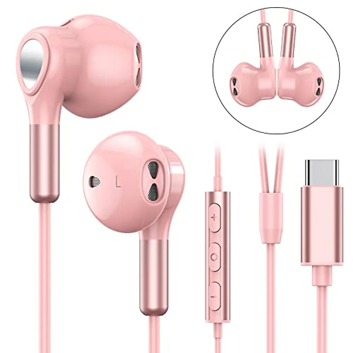USB C Headphones for Samsung Galaxy S24 S23 Ultra S22 S21 FE S20 A54 A53 USB C Earphones with Mic Volume Control Wired Earbuds USB Type C Headphones for iPhone 16 15 Pro Max Plus iPad Pro Pixel 8 7 6a